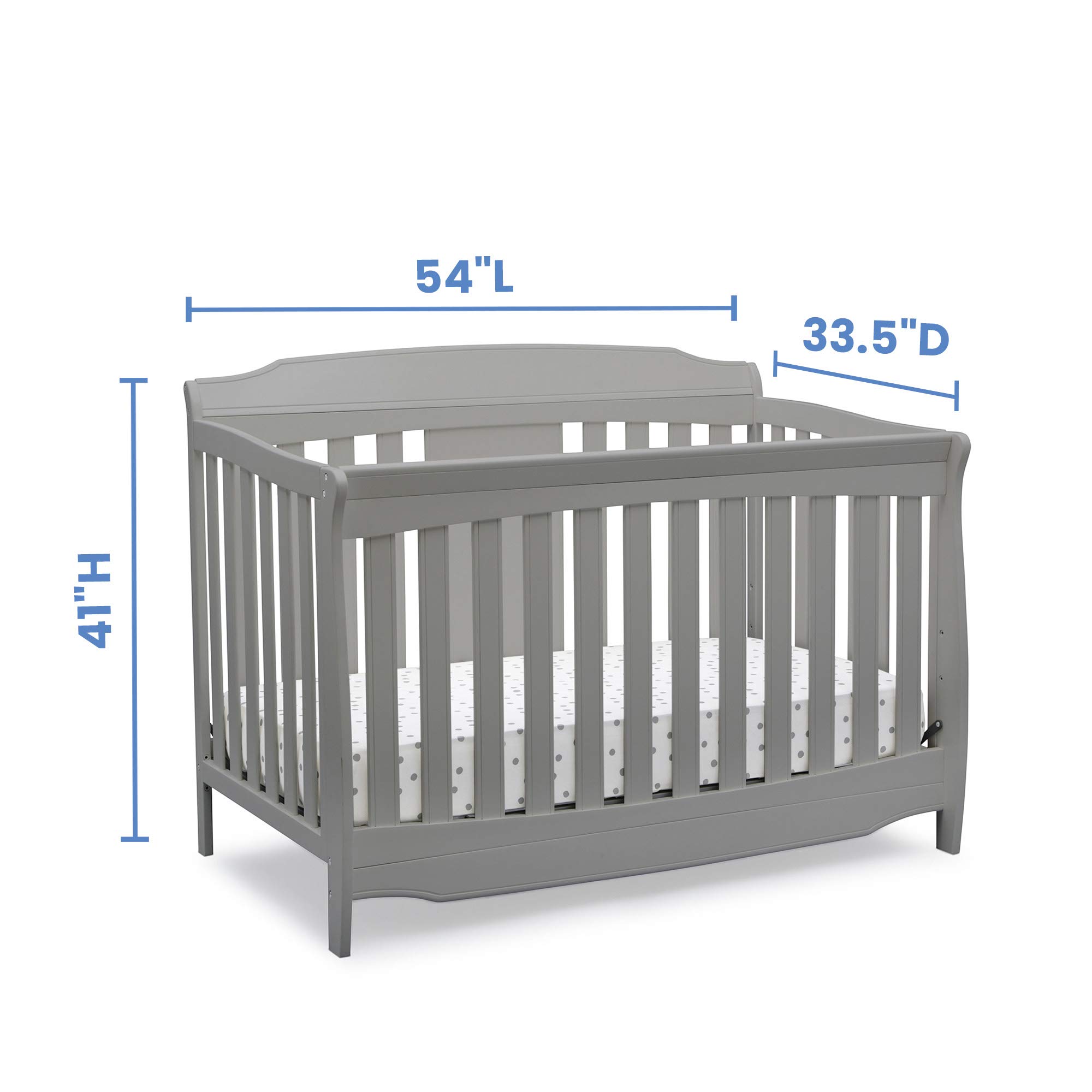 Delta Children Westminster 6-in-1 Convertible Baby Crib, Grey + Serta Perfect Slumber Dual Sided Recycled Fiber Core Crib and Toddler Mattress (Bundle)