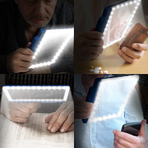 5X Magnifying Glass for Reading, Large and Lightweight Magnifier with 36 Ultra-Bright Dimmer LED Lights Provide Full-Page Viewing Area Evenly Lit Perfect for Low Vision Person and Seniors(Dark Blue)