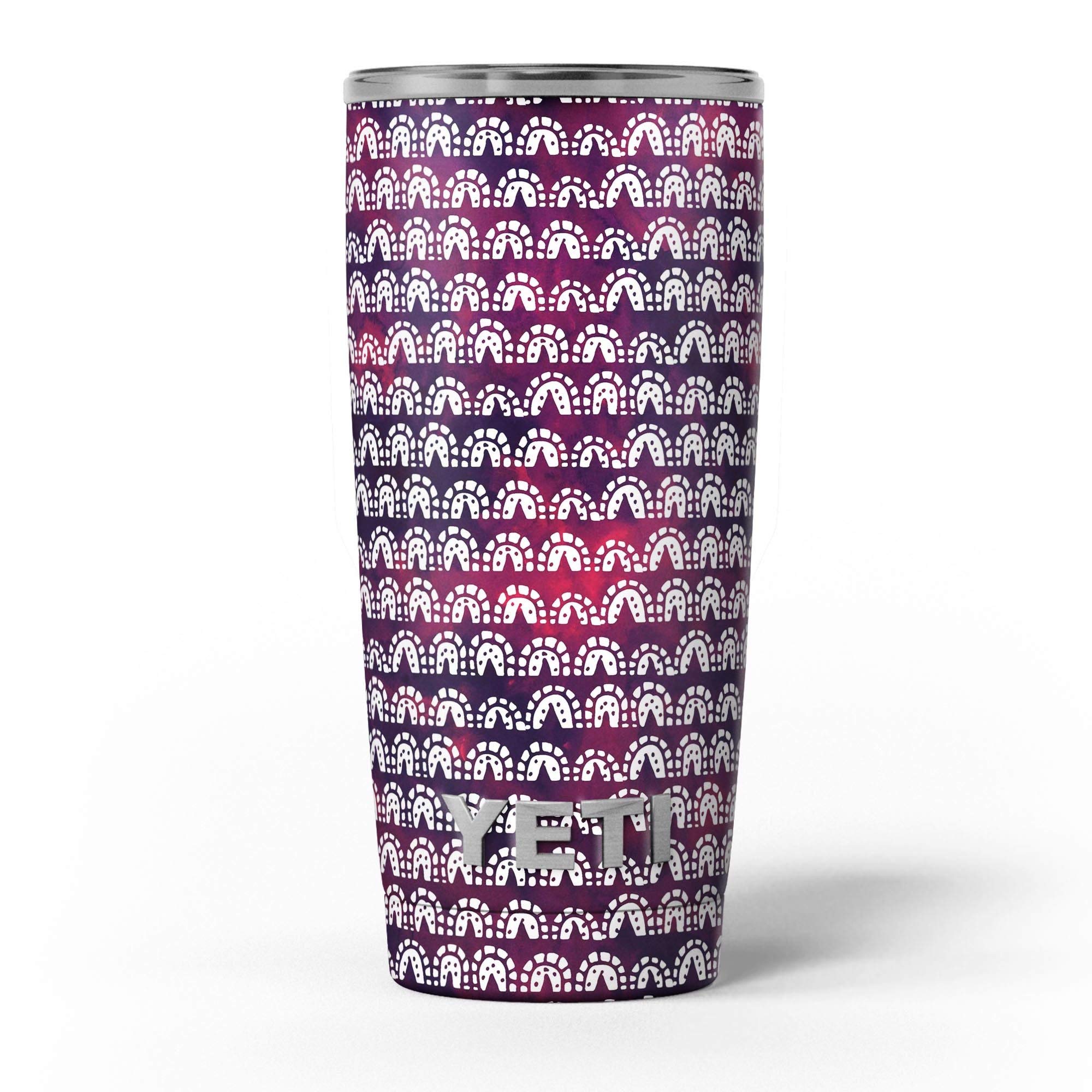 Design Skinz Red and Blue Cloud Mix with White Semi-Circles - Skin Decal Vinyl Wrap Kit Compatible with The Yeti Rambler Cooler Tumbler Cups