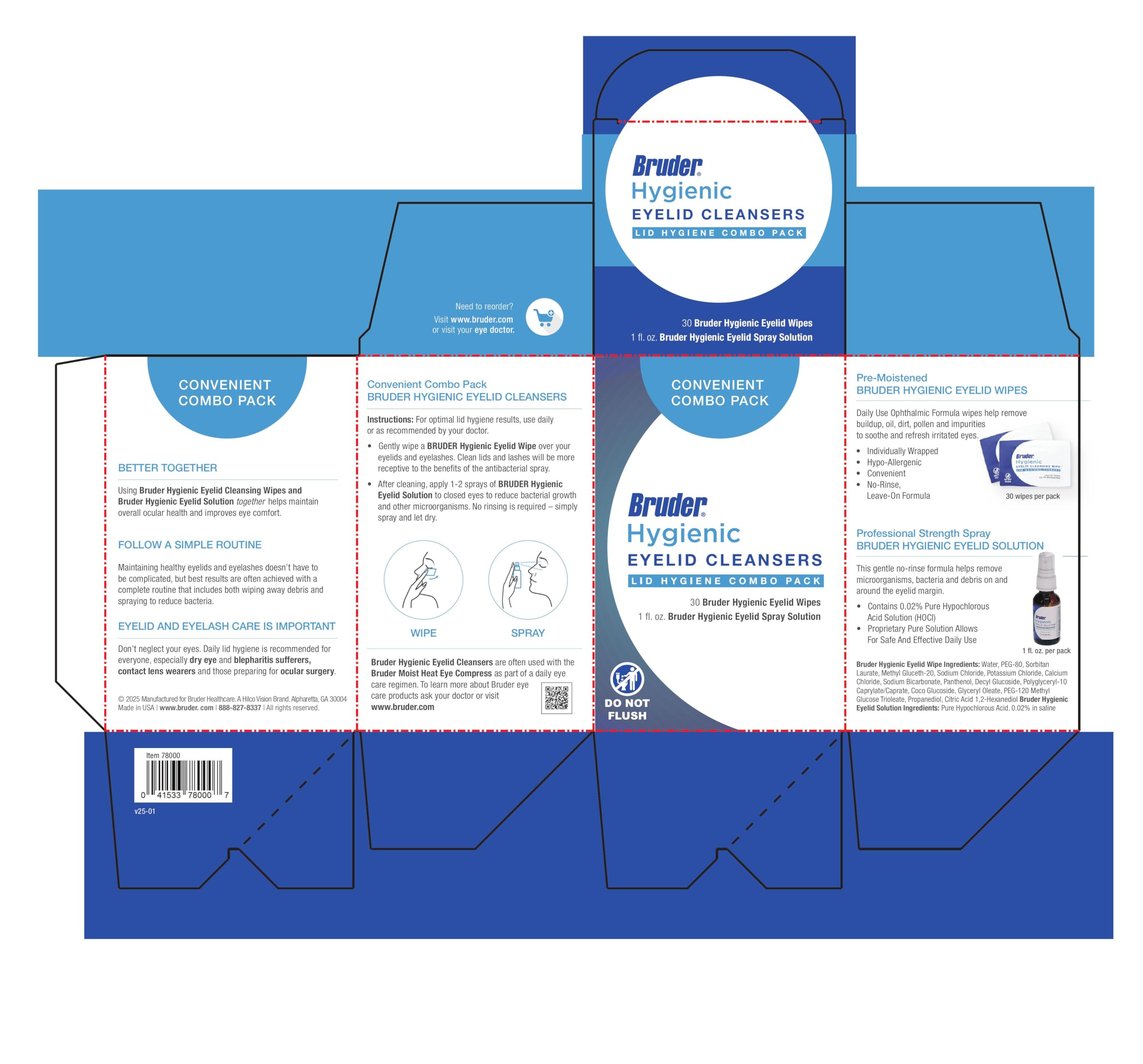 Bruder Hygienic Eyelid Cleansers Value Pack | Hygienic Eyelid Wipes & Eyelid Solution Spray | for Daily Eyelid and Lash Care