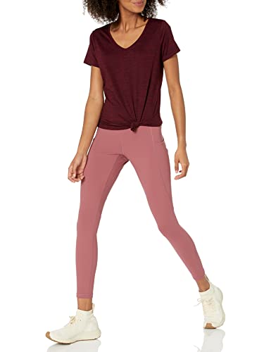 Amazon Essentials Women's Tech Stretch Short-Sleeve V-Neck T-Shirt (Available in Plus Size), Pack of 2, Black/Burgundy Space Dye, X-Large
