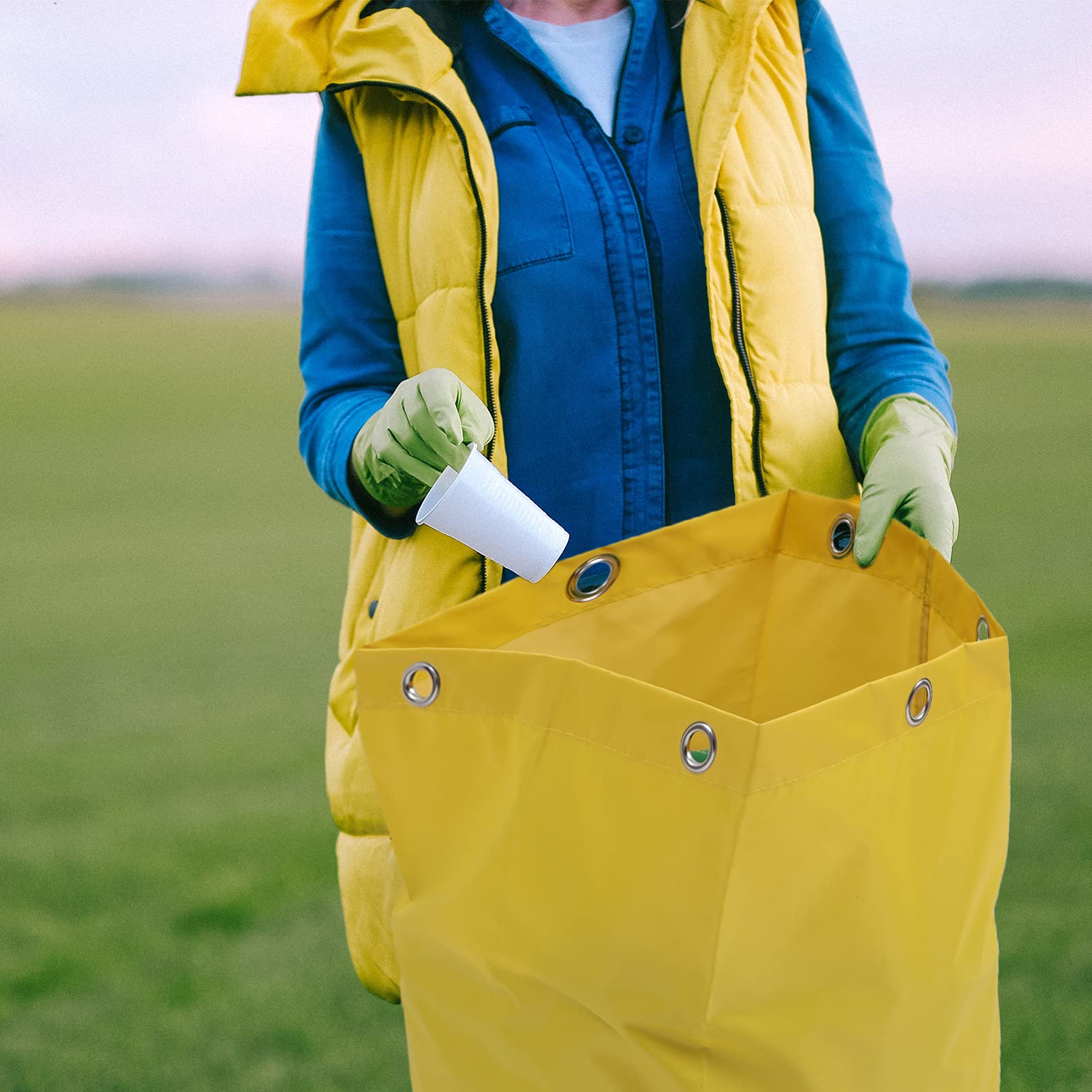 Scicalife Yellow Laundry Cart Bag, 9" x 7" x 0.98", Vinyl, Reusable, Stain and Water Resistant