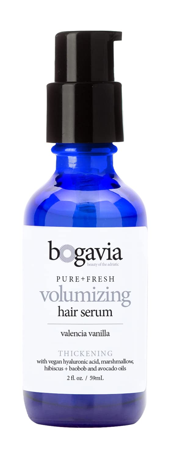 Bogavia Weightless Hair Serum | Styling Treatment & Heat Protection for Volume, Body & Bounce | Preps, Strengthens, Fights Frizz, Promotes Healthy Growth and Speeds Drying Time for Fuller, Thicker, Smoother, Voluminous Hair | Vegan Haircare for Women and