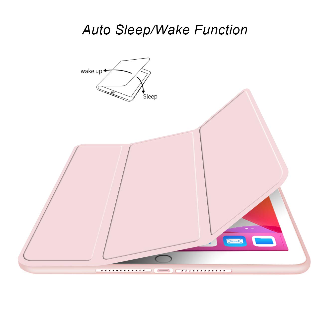 Aoub Case for iPad Mini 1/2/3, Ultra Slim Lightweight Trifold Stand Smart Auto Sleep/Wake Cover, Soft TPU Silicone Back Case for iPad Mini 1st/2nd/3rd Generation 7.9 inch, Light Pink