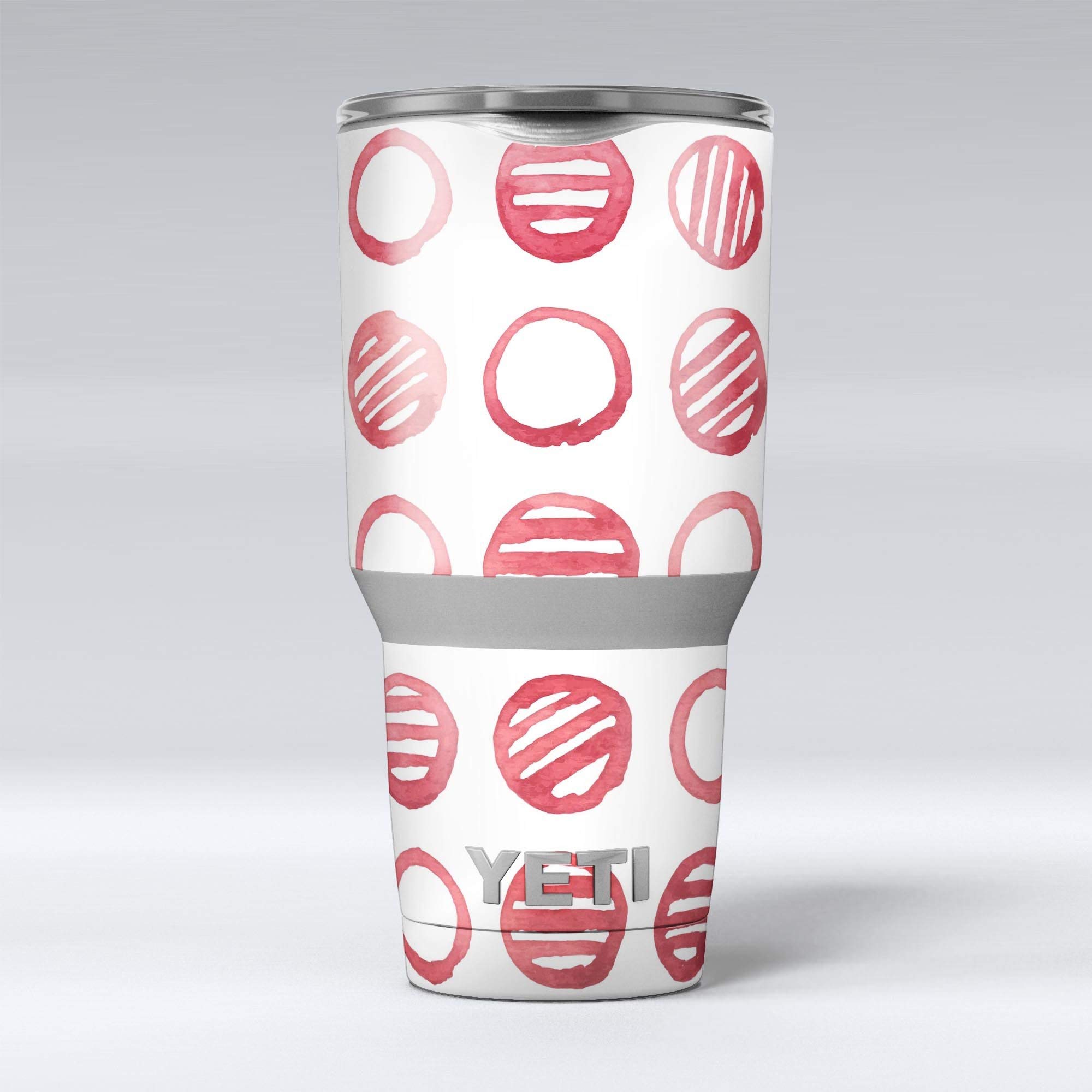 Design Skinz Red Striped Polka Dots - Skin Decal Vinyl Wrap Kit Compatible with The Yeti Rambler Cooler Tumbler Cups