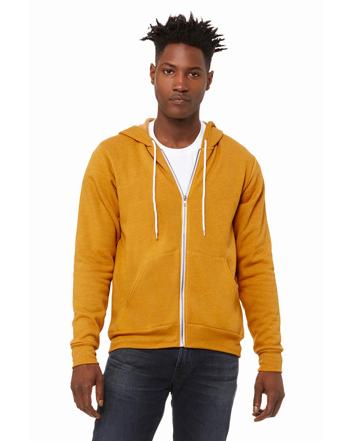 Bella Canvas - Sponge Fleece Full-Zip Hoodie - 3739 - M - Heather Mustard