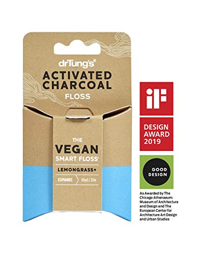 DrTung's Vegan Activated Charcoal Floss, Natural Lemongrass Flavor Dental Floss 1 Pack