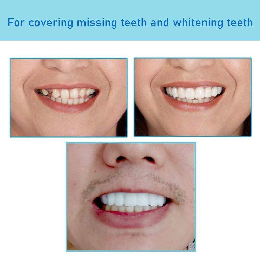 Dentures Fake Smile Teeth Moldable Customizable Temporary Top Teeth for Snap On Instant & Confidence Smile