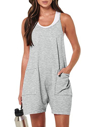 ANRABESS Rompers for Women Summer Jumpsuits Casual Outfits Shorts Overalls 2023 Fashion Stretchy Comfy Clothes Sleeveless Cute Jumpers with Pockets A948-qianhuahui-S