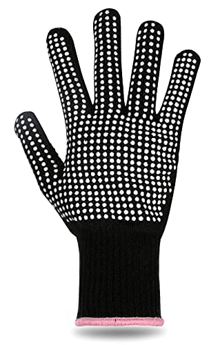 TPYQdirect Professional Heat Resistant Gloves Proof Glove Blocking for Curling Iorn Flat Iron Wand, White Black, 1 PCS