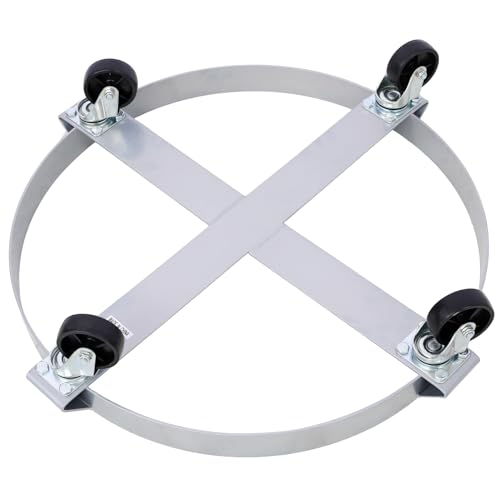 2Pcs 55 Gallon Drum Dolly, Hand Truck with 4 Swivel Caster Wheels, Cross Strap, Heavy Duty Steel Frame, Hand Truck for Factory, Workshop, Warehouse