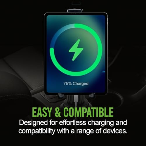 Cellet Universal 360 Adjustable Cup Holder Tablet Automobile Mount Cradle Compatible to Apple IPad Pro 12.9 IPad 9.7-inch Air 2019 IPad Mini 4 Samsung Galaxy Tab S4 S5e Surface Go Pro 6(PHC670M) 13in