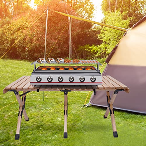 6 BBQ Stainless Steel Propane Gas Grill,Portable Tabletop Grill with Sear Side Burner,Non-stick Barbecue Grill for Patio Party Picnic 31.1 * 9.84 inches