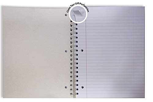 Amazon Basics Wide Ruled Wirebound 3-Subject 150-Sheet Notebook - Pack of 3, 10.5 x 8 Inch, Black / Red / White