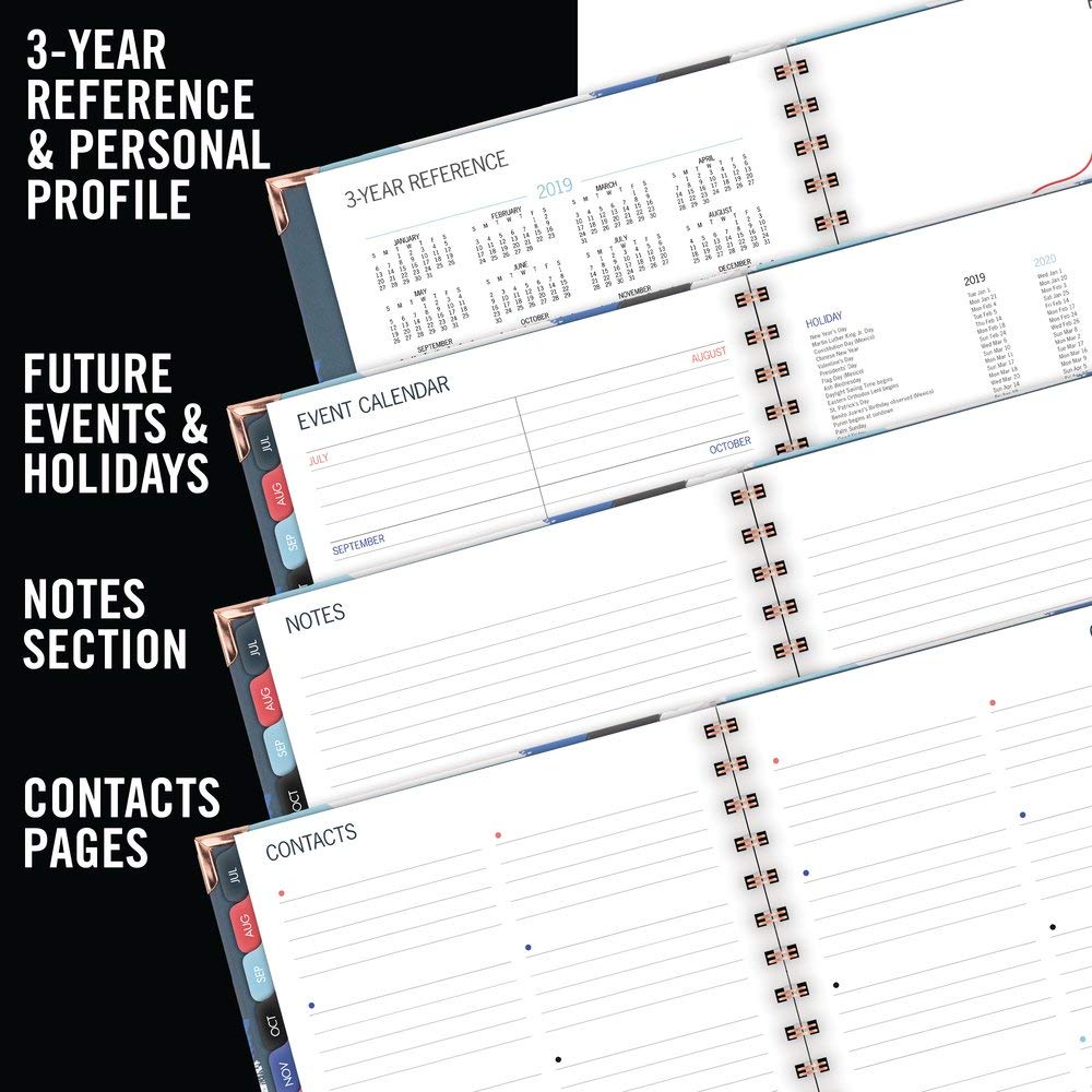 2019-2020 Academic Planner, AT-A-GLANCE Weekly & Monthly Planner, 7" x 8-3/4", Medium, Hardcover, Badge, Floral (6203F-805A)