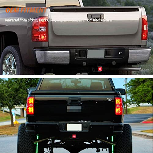 Adiil 2''Size 15-LED Brake Light Trailer Hitch Cover Fit Towing & Hauling,Smoked Lens Tow Hitch Driving & Brake Lamp