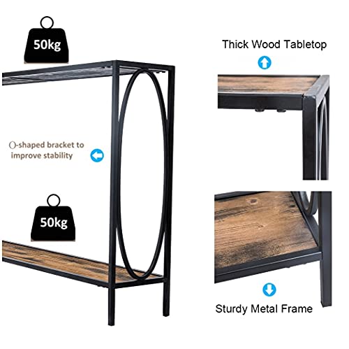 2 Tier Narrow Console Sofa Entryway Table with Storage Shelf for Living Room Hallway Foyer Corridor Office, 47" L x 9" W x 29" H