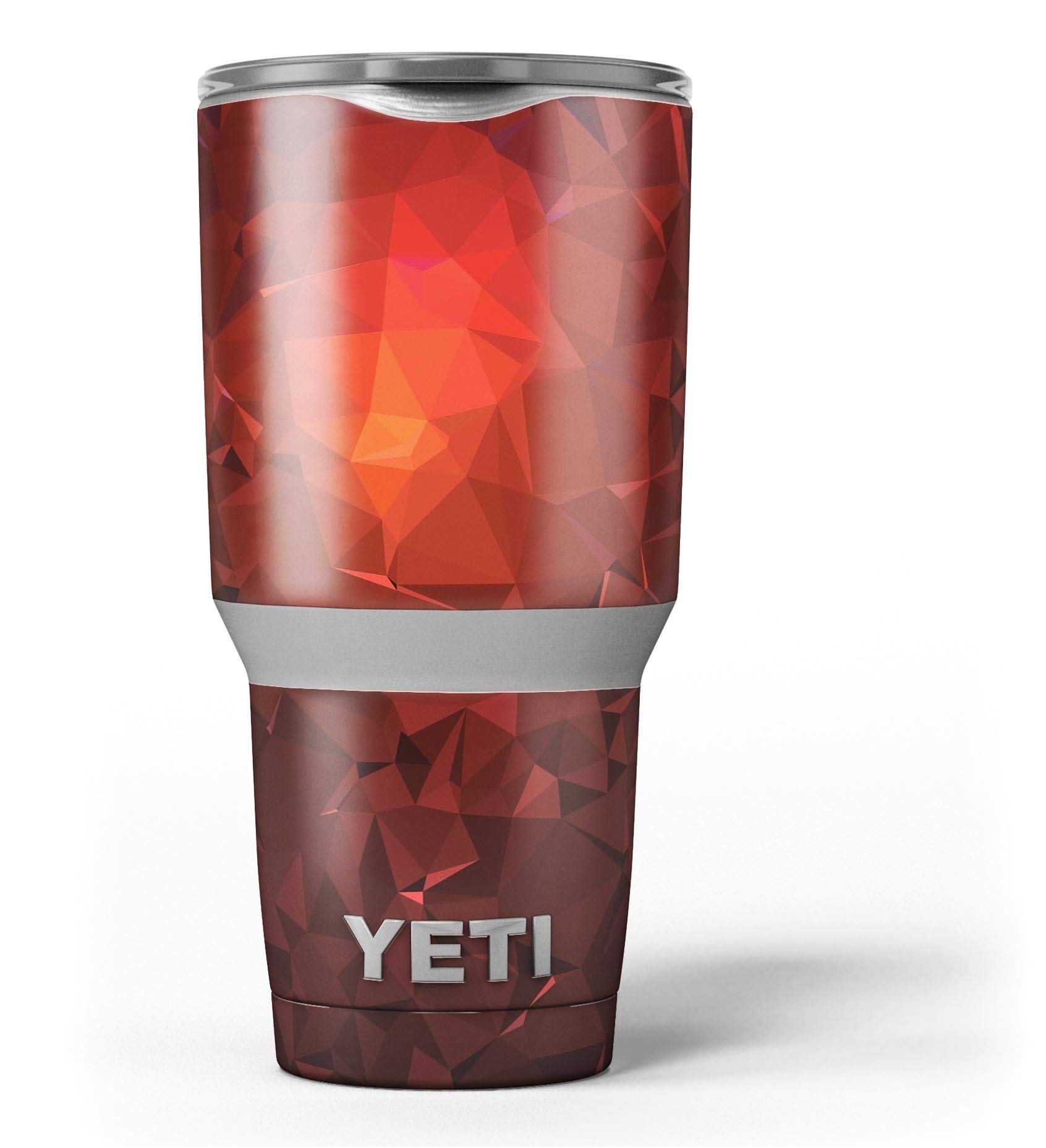 Design Skinz Red Orange Geometric V13 - Skin Decal Vinyl Wrap Kit Compatible with The Yeti Rambler Cooler Tumbler Cups