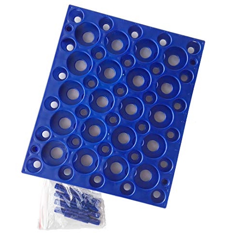 Centrifuge Tube Racks for 10ml,15ml,50ml 50-Well Detachable Plastic Test Tube Rack Holder 2 Pack (Blue)