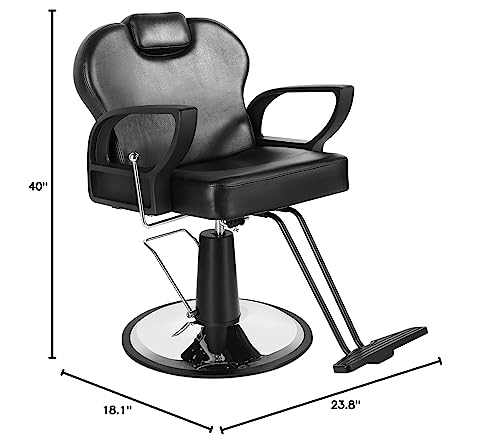 Eastmagic All Purpose Barber Chair Reclining Salon Chair for Hair Stylist Heavy Duty Base Black