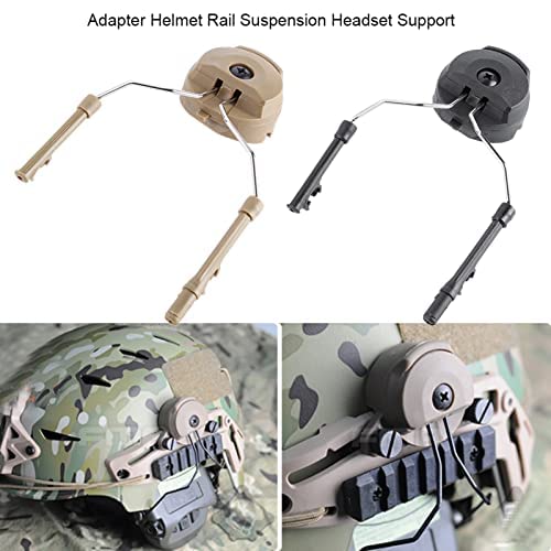 2Pcs Arc Rail Headset Adapter, Tactical Helmet Rail Suspension, Headset Helmet Adapter Ear Protection Headphones Bracket, Hunting Earmuffs for Peltor Comtac I, Comtac II(Tan)