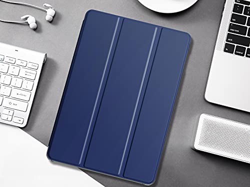 MoKo Case Fits All-New Kindle Fire HD 10 & 10 Plus Tablet (11th Generation, 2021 Release) 10.1" - Slim PU Leather Trifold Stand Cover Frosted Hard Back Shell with Auto Wake/Sleep, Indigo