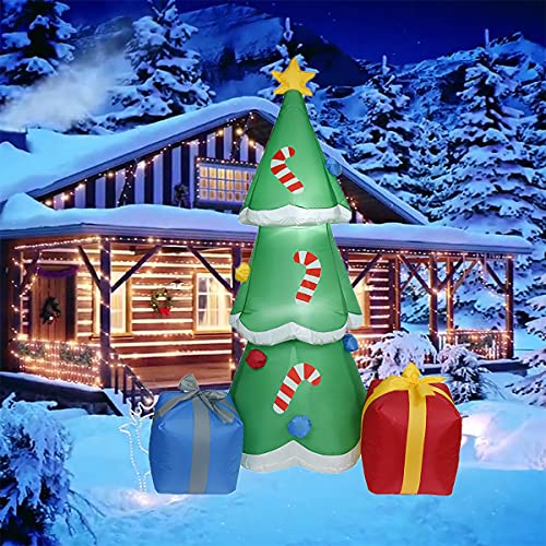 6 FT Blow up Christmas Decoration Inflatable Outdoor Christmas Tree Gift Giant with LED Light Xmas Decor for Holiday Party Yard/Lawn/ Garden/Patio