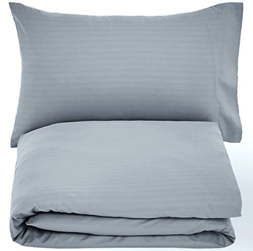 Amazon Basics Deluxe 2 Piece Microfiber Duvet Cover Set with pillow case(s) – 135x200cm, Dark Grey, Solid