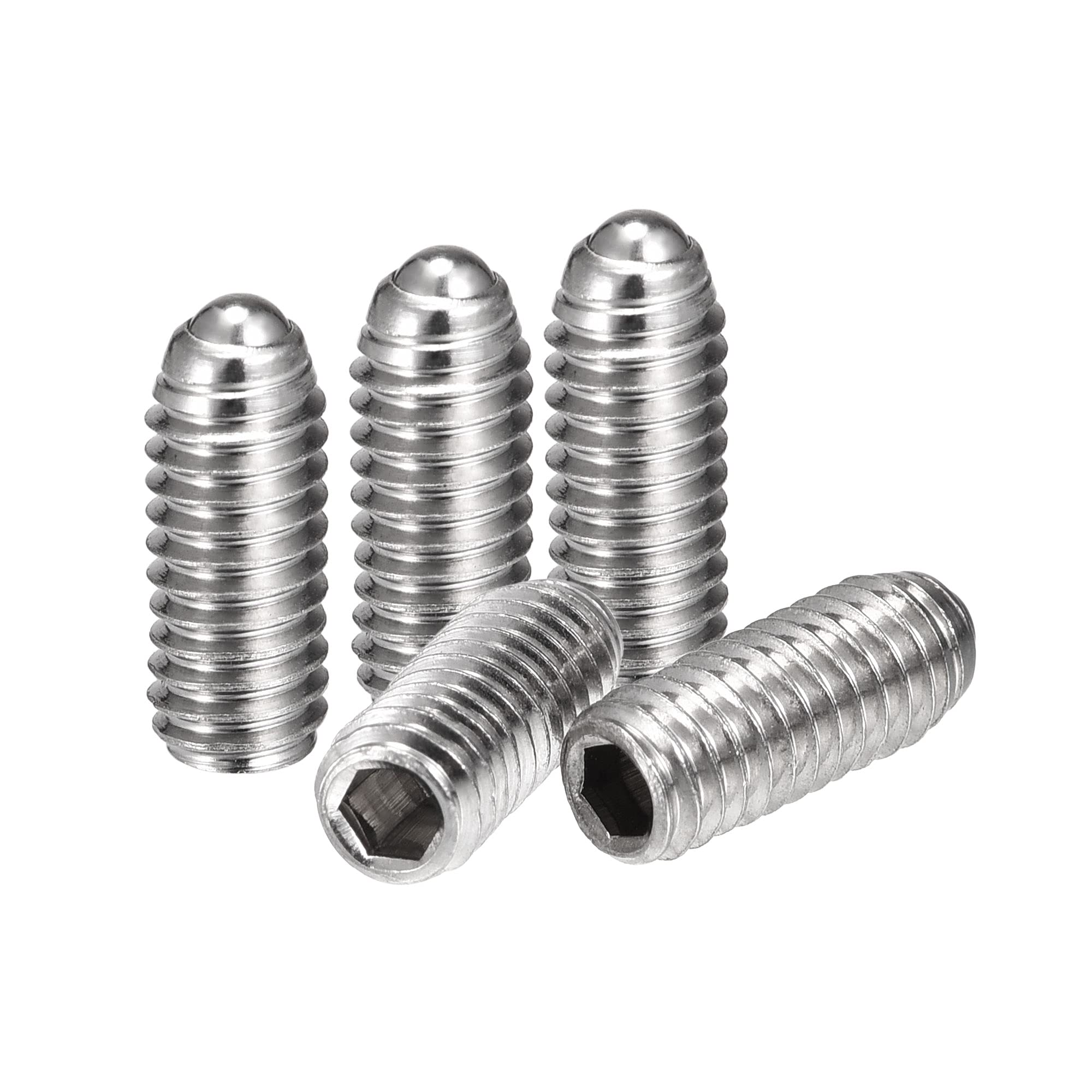 uxcell Ball Point Set Screws, M4 x 10mm 304 Stainless Steel Metric Spring Hex Socket Screw 20pcs