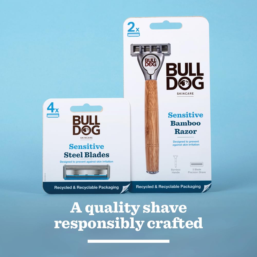 Bulldog Skincare - Sensitive Steel Blades - Men's Razor Blade Refills β Contains 4 Blade Heads