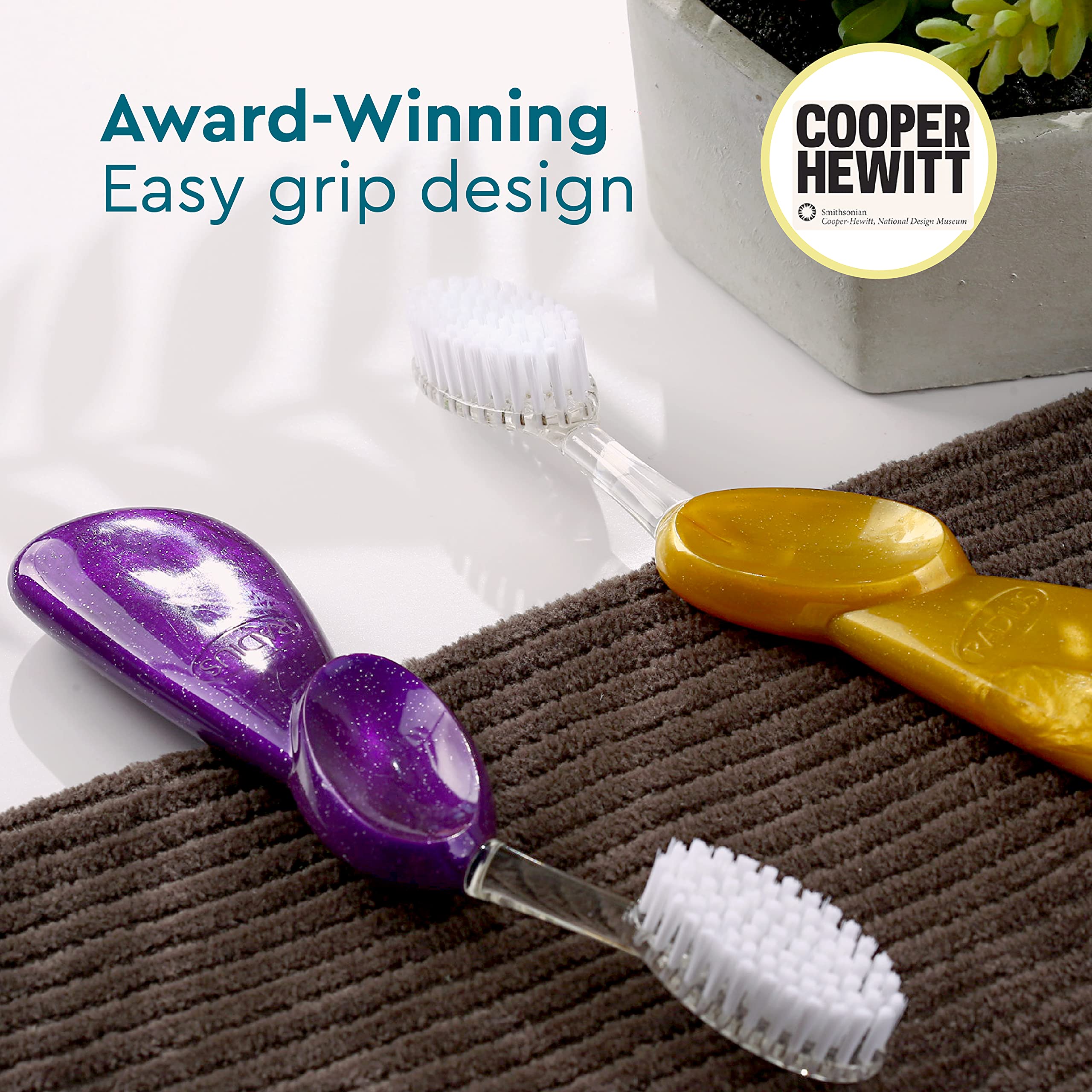 RADIUS Big Brush BPA Free & ADA Accepted Toothbrush Designed to Improve Gum Health & Reduce Gum Issues - Right Hand - Marble - Pack of 1