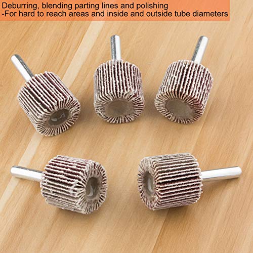 20Pack Abrasive Flap Wheel Sander,1" x 1" x 1/4" Shank Mounted Flap Wheels, 80 Grit Aluminum Oxide Sanding Flap Wheel for Rust Removal Deburring Polishing Satin-Finishing- Abrasive Grinding Tool