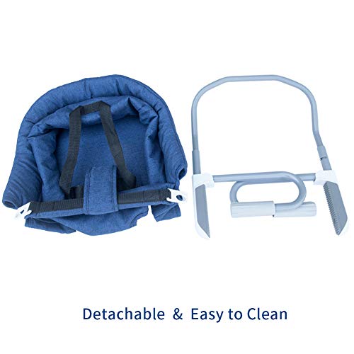 Hook On High Chair, Clip on Table High Chair with Dining Tray for Babies and Toddlers, Folding Flat Feeding Seat with Convenient Carry Bag for Home and Travel(Denim Blue)
