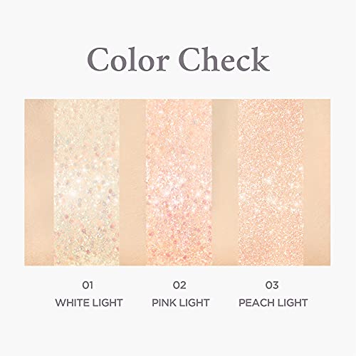 FLYNN Lightcatcher Liquid Glitter Eyeshadow | Long Lasting, Quick Drying, Lightweight Water Texture, No Fall-out | K beauty High-Impact Eye Looks (03 Peach Light) 0.12oz