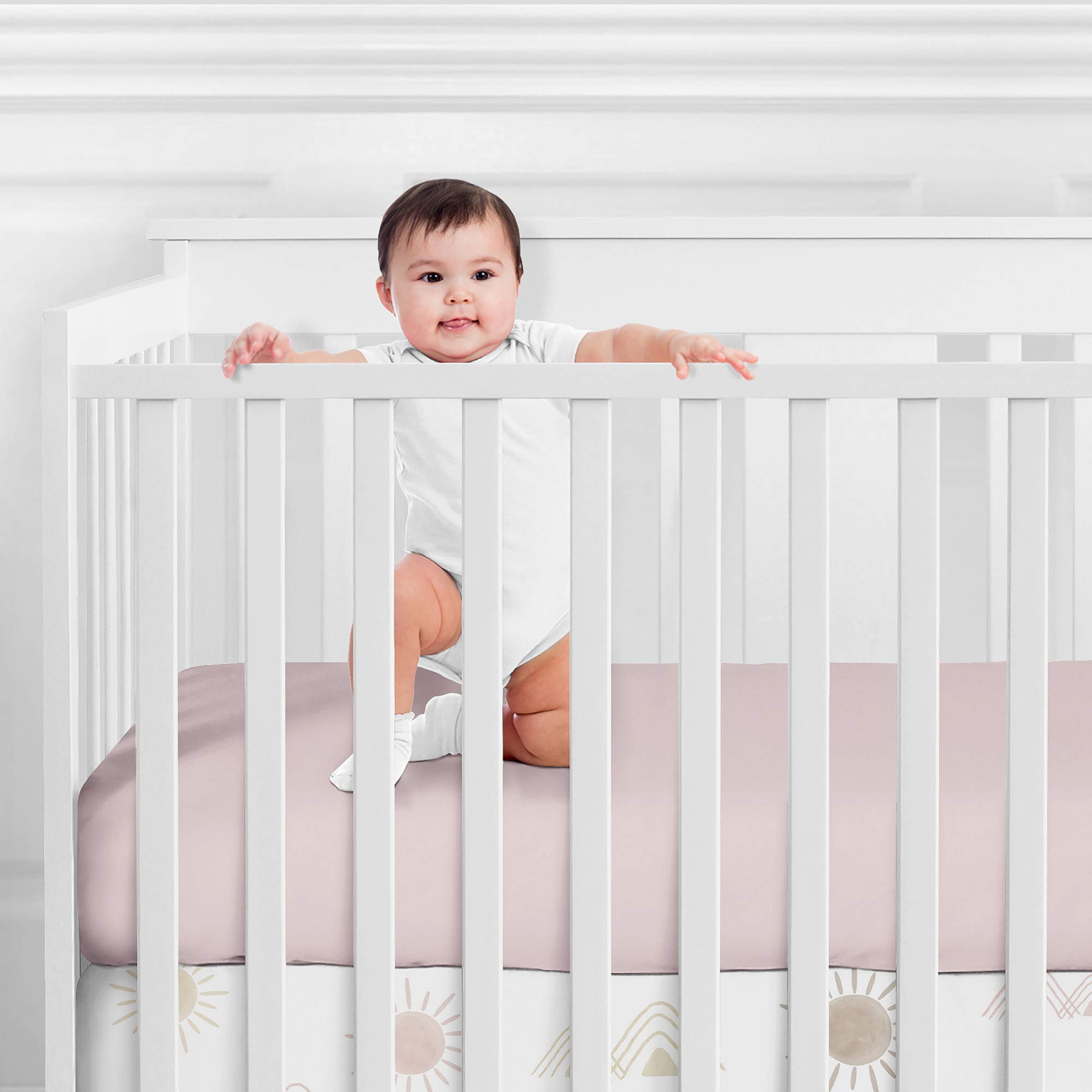 Sweet Jojo Designs Mauve Girl Fitted Crib Sheet Baby or Toddler Bed Nursery - Solid Color Pink Cotton for Boho Desert Sun Mountain Collection
