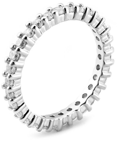Amazon Essentials Sterling Silver Cubic Zirconia All-Around Band Stacking Ring Set (Set of 3), Size 6.5 (previously Amazon Collection)