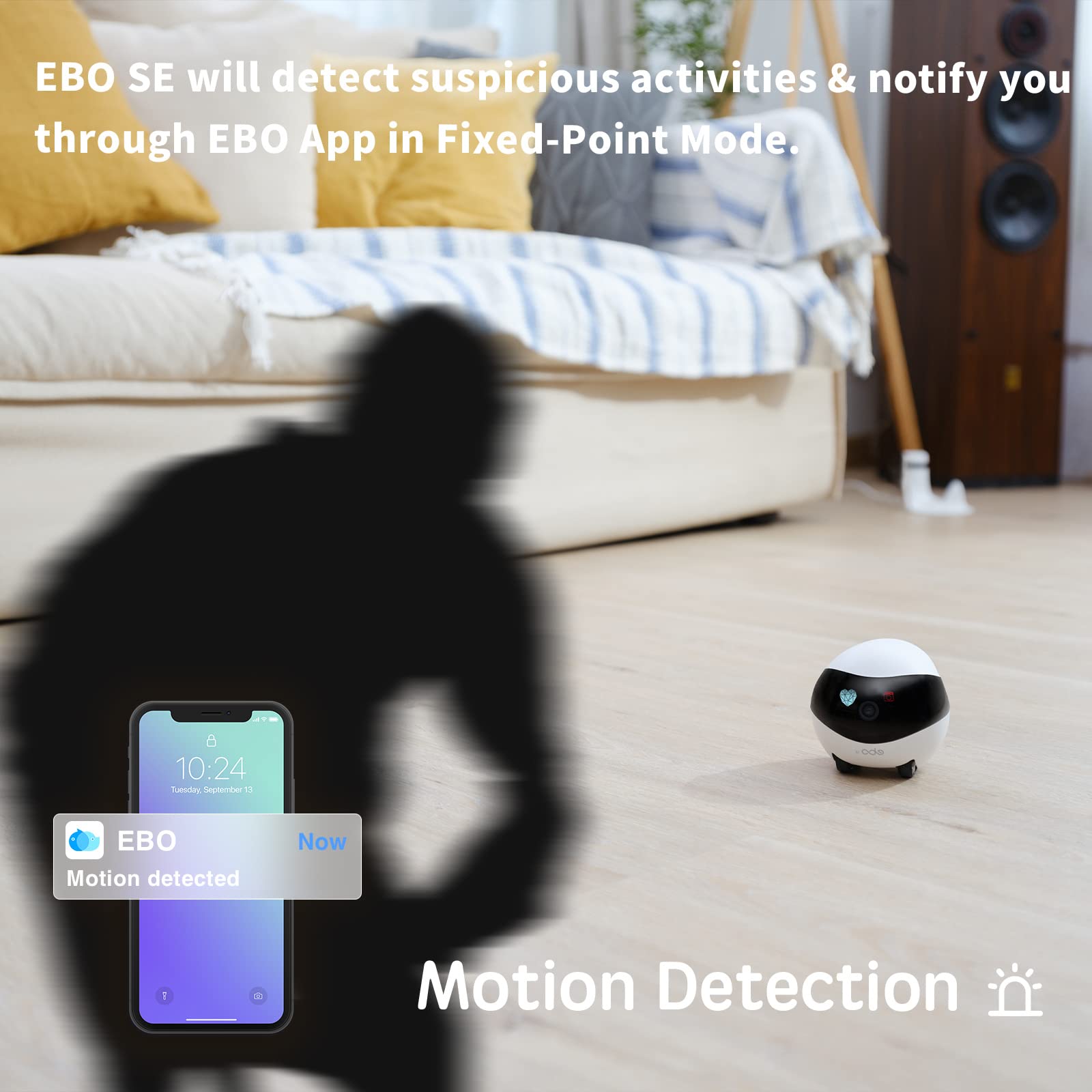 Truwelby Enabot Ebo SE Moving Home Security Camera, Indoor Pet Robot 1080P, with 2 Way Audio, Night Vision, Auto-Cruise, Self-Charging, Motion Detection IP Cam