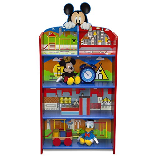 Delta Children Wooden Playhouse 4-Shelf Bookcase for Kids, Mickey Mouse