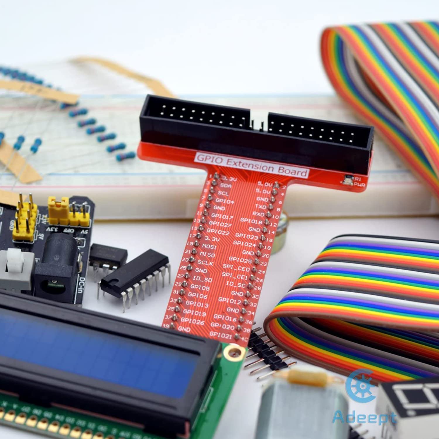 Adeept Starter Kit Compatible with Raspberry Pi 4 3, 2 Model B B+ LCD1602 Servo Motor C and Python Code, Beginner Starter Kit with User Manual Guidebook