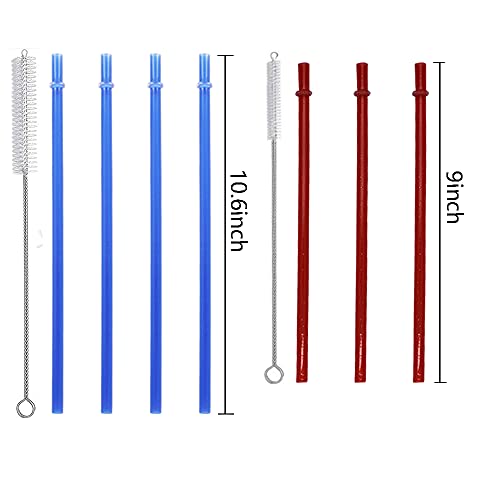 24Pcs Reusable Drinking Straw by WerkaSi, 10.6-inch 12Pcs Long Clear Plastic Straws and 9-inch 12Pcs Boba Colored Straws with 2Pcs Straw Brushs