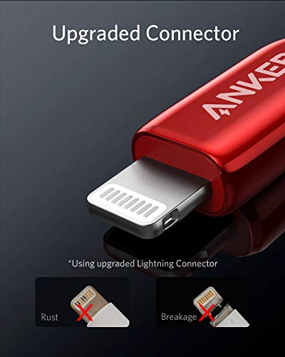 Anker Powerline+ III Lightning to USB A Cable, (6ft MFi Certified), USB Charging/Sync Lightning Cord Compatible with iPhone 11/Xs/XR/X/8/AirPods, iPad and More (Red)