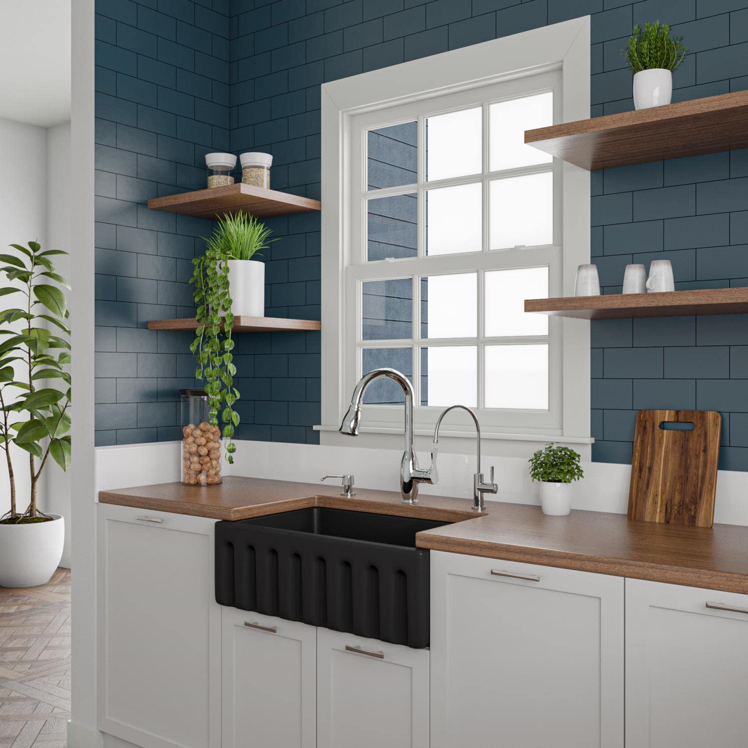 ALFI brand AB3018HS-BM Kitchen Sink, Black Matte
