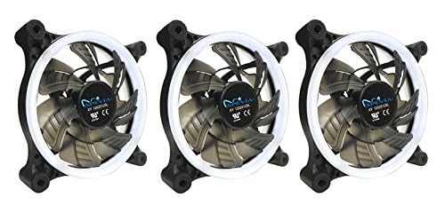 APEVIA 312L-CWH 120mm Silent Dual Rings White LED Fan with 32 x LEDs & 8 x Anti-Vibration Rubber Pads (3 Pk)