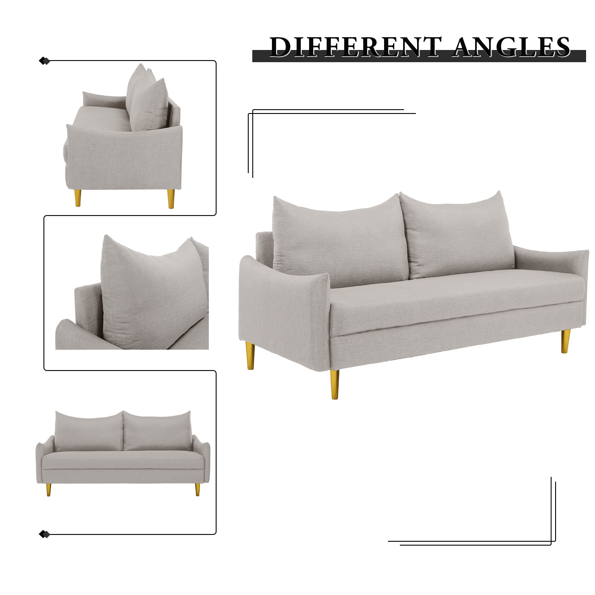 Hdxdkog Loveseat Sofa, 67'' Mid Century Modern Small Love Seats Furniture Comfy Couch for Living Room, Upholstered 2 Seater Sofa for Small Apartment (Beige)