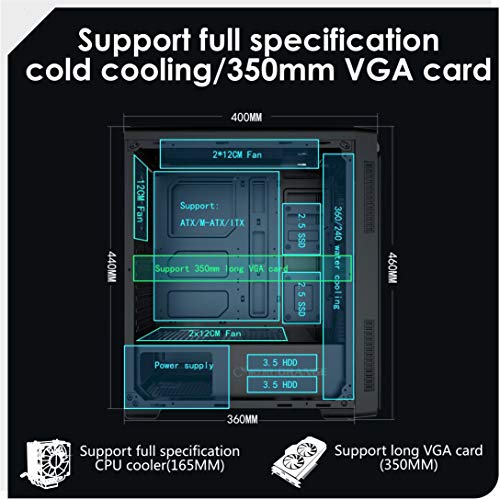 Apevia Aura-S-PK Mid Tower Gaming Case with 2 x Full-Size Tempered Glass Panel, Top USB3.0/USB2.0/Audio Ports, 4 x RGB Fans, Pink Frame