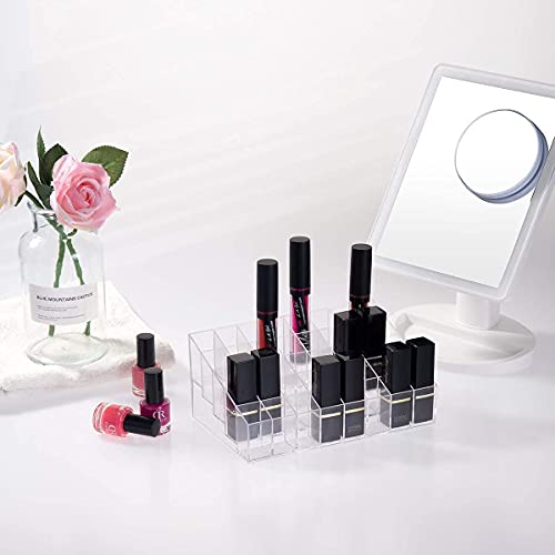 Benbilry Lipstick Holder, 40 Space Acrylic Lipstick Holder Organizer Case Display Rack,40 Slots (in a 8 x 5 Arrangement) Stand Cosmetic Makeup Organizer Lipstick, Brushes, Bottles More