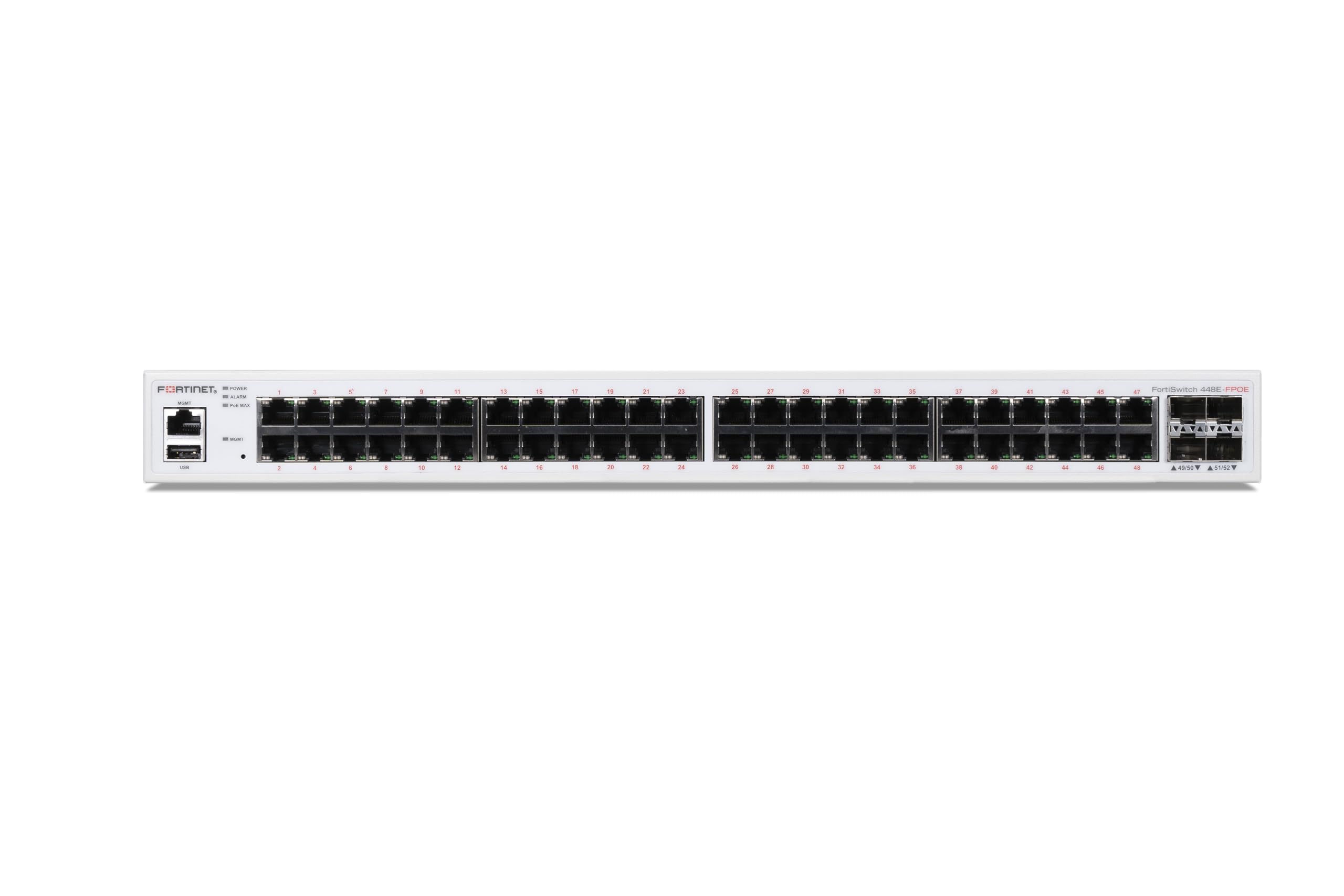 FORTINET INC. Fortinet FS 448E FPOE Ethernet Switch 48 Ports 3 Layer Supported Modular Twisted Pair, Optical Fiber Rack mountable