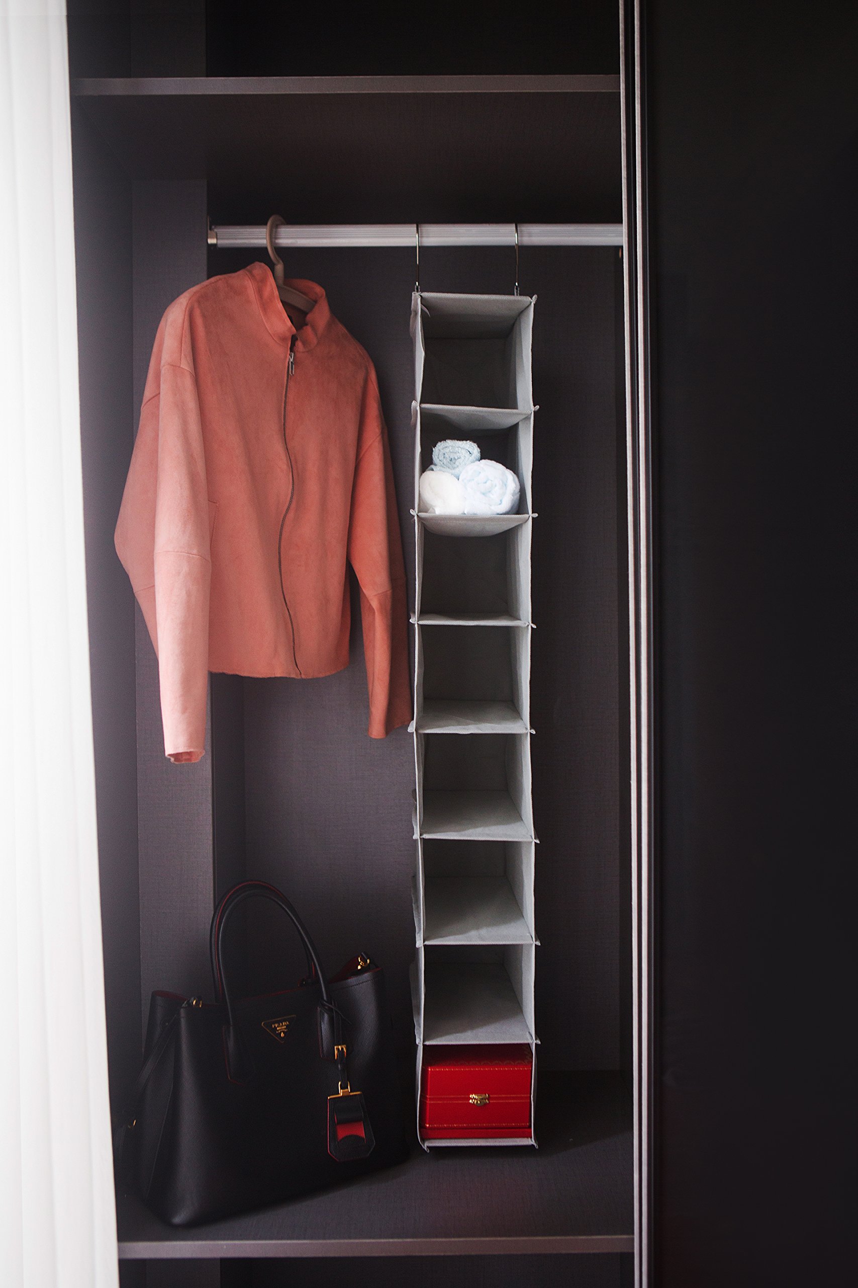 Amborido 8 Shelf Hanging Shoe Organizer for Closet Non Woven Fabric Gray