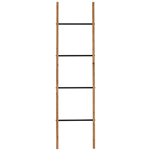 Amazon Brand – Rivet Contemporary Fir Decorative Blanket Ladder with Iron Rungs - 71.65" Height, Black and Natural Wood
