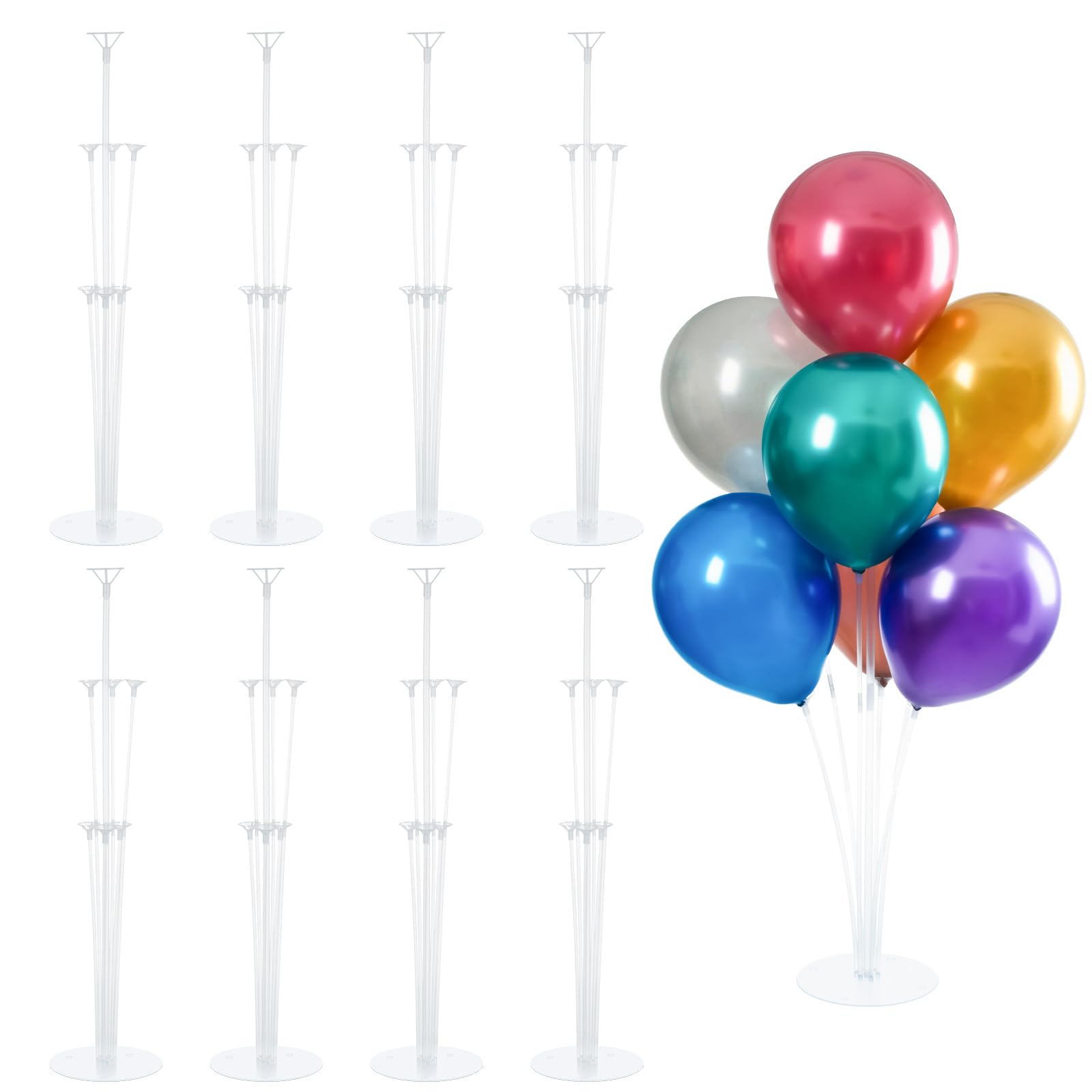 8 Sets Balloon Stand Kits, Balloon Sticks with Base for Table Birthday Wedding Anniversary Graduation Baby Shower Gender Reveal Party Decorations